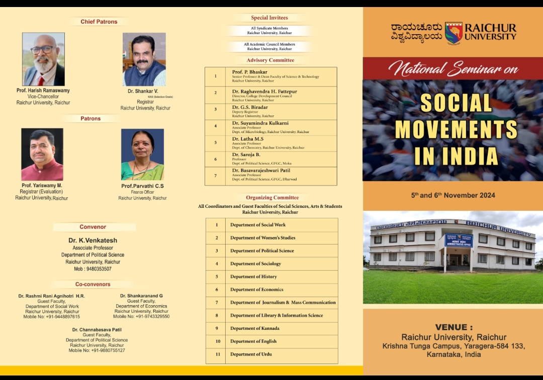 A National Seminar on Social Movements In India on 5-6th November 2024 ...